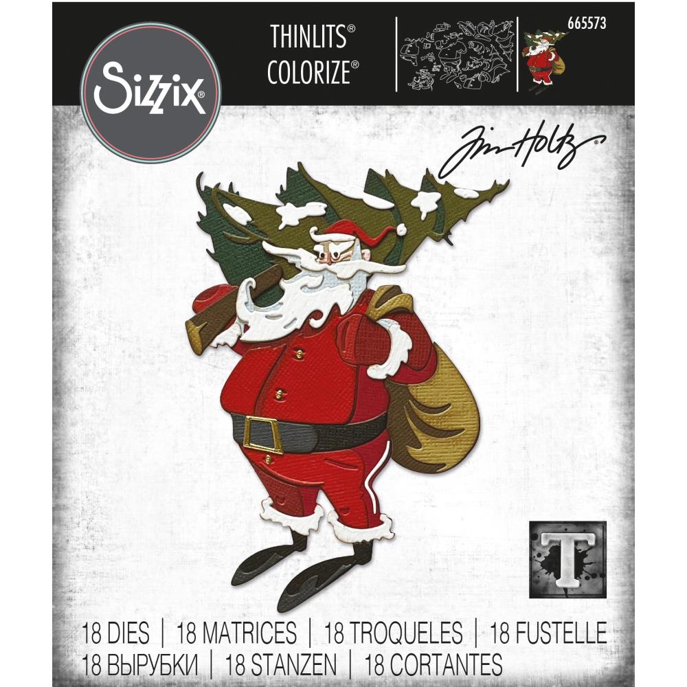 Sizzix Thinlits Die Set - Woodland Santa, Colorize, 665573 by: Tim Hol